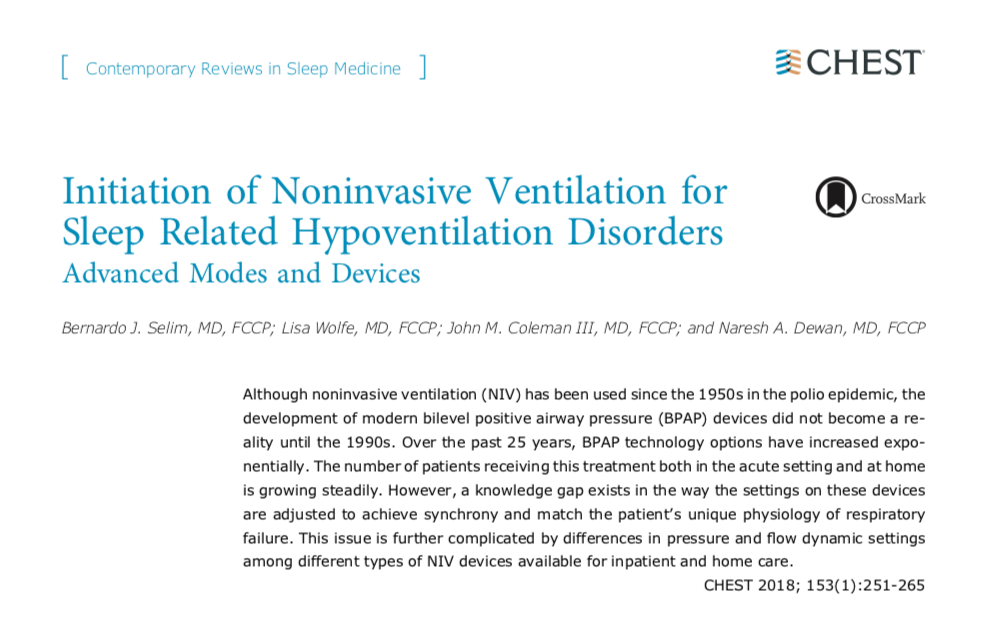 Initiation of Noninvasive Ventilation for Sleep Related Hypoventilation ...